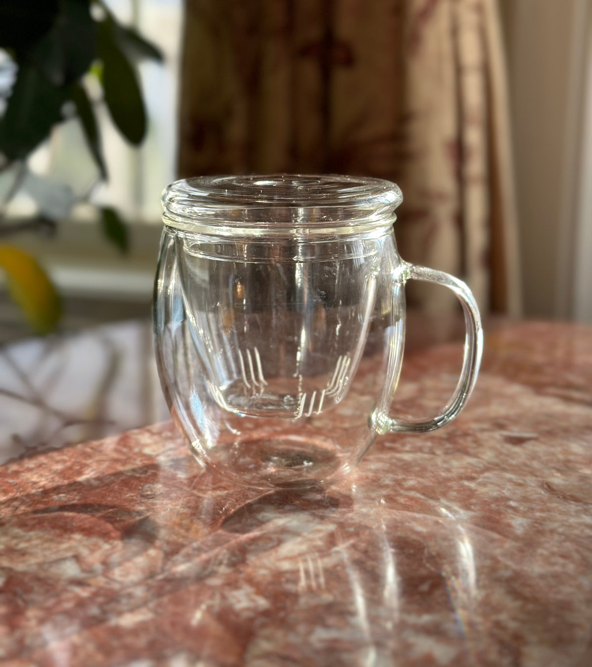 XL Barrel-Shaped Glass Tea Cup with Strainer and Lid– The Eastern ...